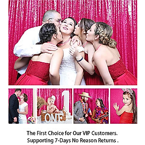 ShinyBeauty Sequin Backdrop Curtain Fuchsia 8FTX10FT Sequence Fabric Curtains Baby Shower Photo Booth Backdrops Hot Pink Shimmer Photography Background for Wedding Party Prom Reception Supplies