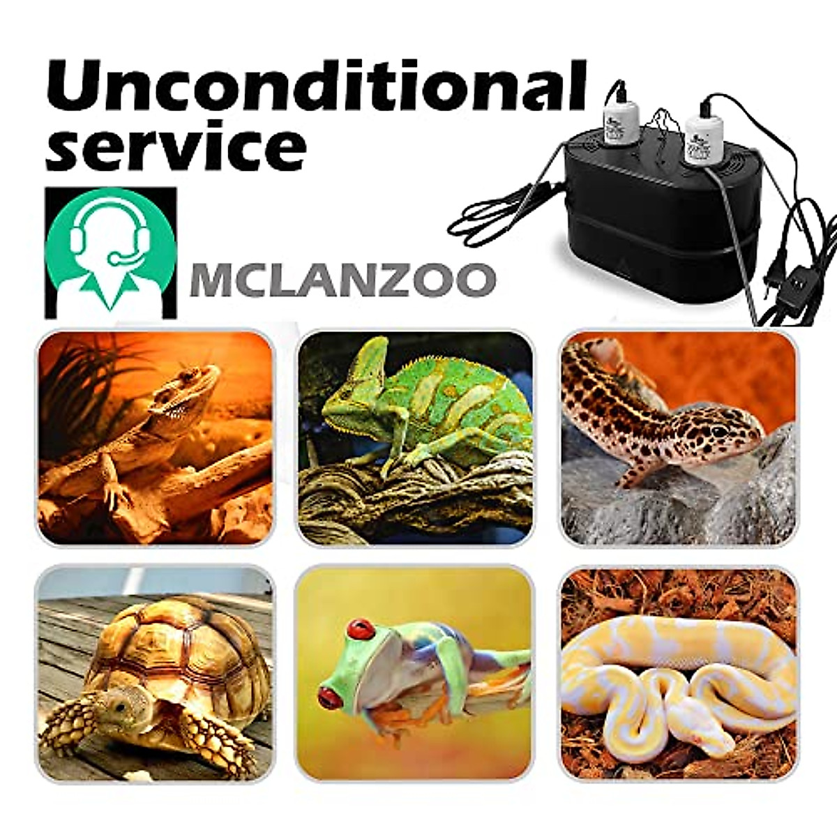 MCLANZOO Dual Reptile Light Fixture Deep Dome,UV Lamp Fixture for Reptiles Terrarium with Two Independent Switches Heat Lighting Lamp Kit.