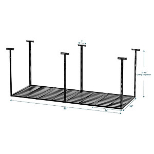 3x8 Overhead Garage Storage Rack - Heavy Duty Garage Ceiling Storage Racks - Adjustable Ceiling Mounted Garage Storage Organization System - Hanging Garage Shelving - 750LBS Weight Capacity - Black