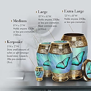 Bokeh Butterfly Urns for Human Ashes Adult Female Large, XL or Small Urns for Human Ashes & Urns for Ashes Adult Female for Home Burial Butterfly Urn