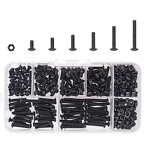 DYWISHKEY 360 Pieces M3 x 6mm/8mm/10mm/12mm/16mm/20mm, 10.9 Grade Alloy Steel Hex Button Head Cap Bolts Screws Nuts Kit with Hex Wrench