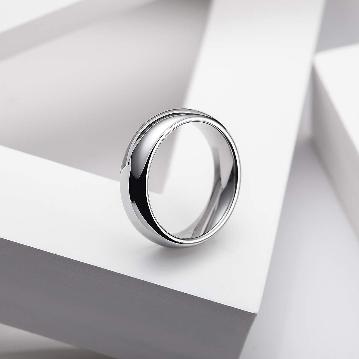 King Will BASIC Men's 6mm High Polished Comfort Fit Domed Tungsten Carbide Ring Wedding Band 10.5