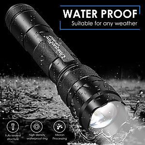 UniqueFire Bright Flashlight T6 LED Handheld Tactical Pocket Mini Penlight丨 5 Modes Waterproof Handheld Torch Portable Small Lanterna for Diary Lighting Hurricane Camping (Pack of 2)