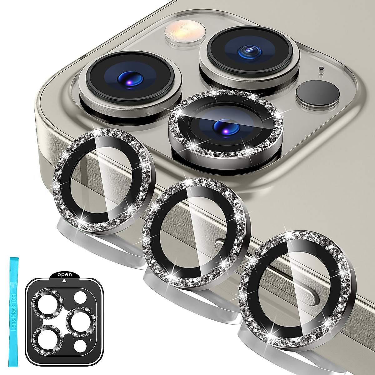 Tensea for iPhone 16 Pro Max/16 Pro/15 Pro Max/15 Pro/12 Pro Max Camera Lens Protector, Metal Aluminum Alloy Tempered Glass Cover Camera Screen Protector Accessories, Case Friendly