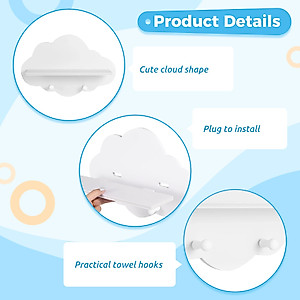 Tideme 3 PCS Wavy Cloud Wall Shelves, Cute Cloud Shelves Stands, Cute Simple Style Wall Shelf, Kawaii Room Wall Decor Wall Shelf Book Shelves for Wall Embellishment