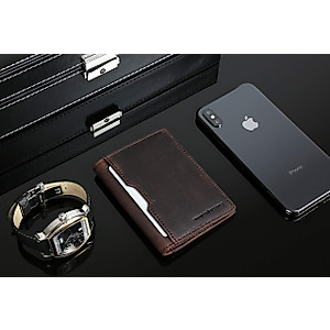 SERMAN BRANDS Wallets for Men Slim Mens leather RFID Blocking Minimalist Card Front Pocket Bifold Travel Thin (Texas Brown 5.S)