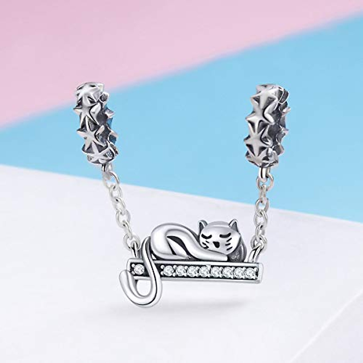 925 Sterling Silver Charms Love Animal Charm Beads for Pandora Unicorn Charms Bracelets Spaced Beads Bracelets for Women Charm Bracelets (Lovely Cat Charms)