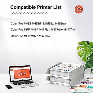 v4ink Remanufactured 410A Toner Cartridge Replacement for HP 410A 410X CF410A CF411A CF412A CF413A Toner Set for HP Color Pro M452dn M452dw M452nw MFP M477fnw M477fdw M477fdn M377dw Printer, 4-Pack