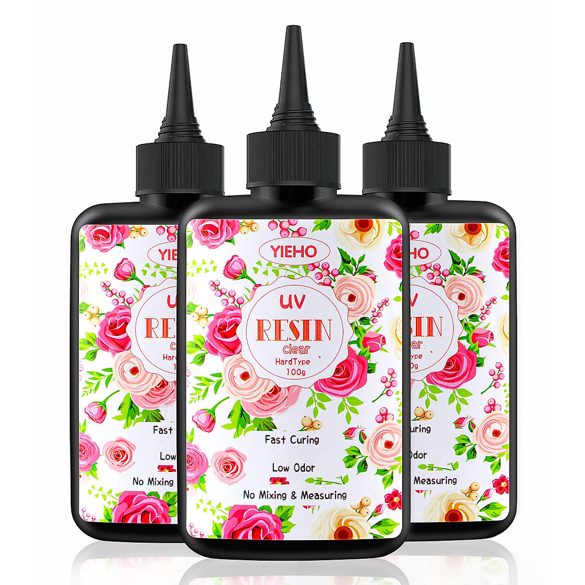 YIEHO 300g UV Resin Clear,Hard,Upgraded Crystal Clear Epoxy Resin Up Premixed UV Cure Resin for Craft Jewelry Making