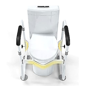 Toilet Rail Bathroom Safety Frame Medical Railing Helper for Elderly, Handicap, Disabled, Seniors,Bariatric Assist Handrail Grab Bar Adjustable Height,Padded Arms Fit Most Toilet Seats