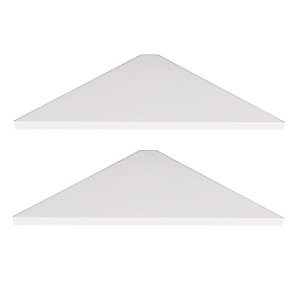 evron Corner Mounting Shelf,Easy to Install Wall Corner Shelf,Set of 2 (White Wood Striped with Hole Pattern)