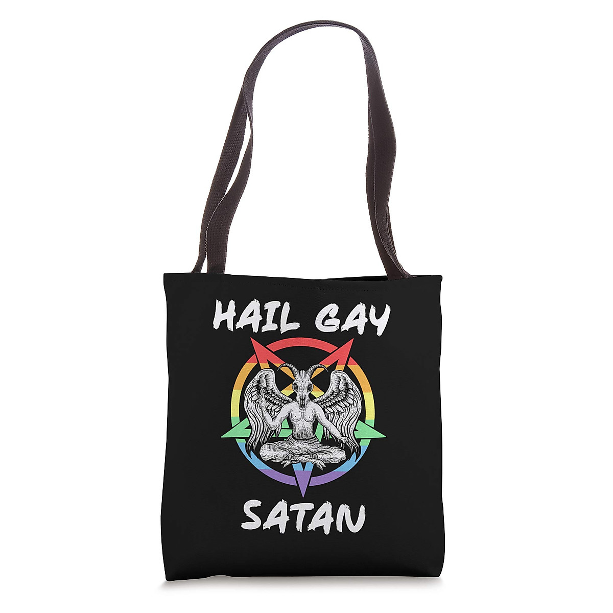 Funny Hail Gay Satan LGBT Goth Gay Pride Baphomet Tote Bag