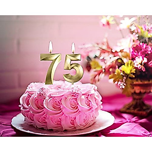 Gold 75th & 57th Birthday Candles,Gold Number 75 57 Cake Topper for Birthday Decorations Party Decoration