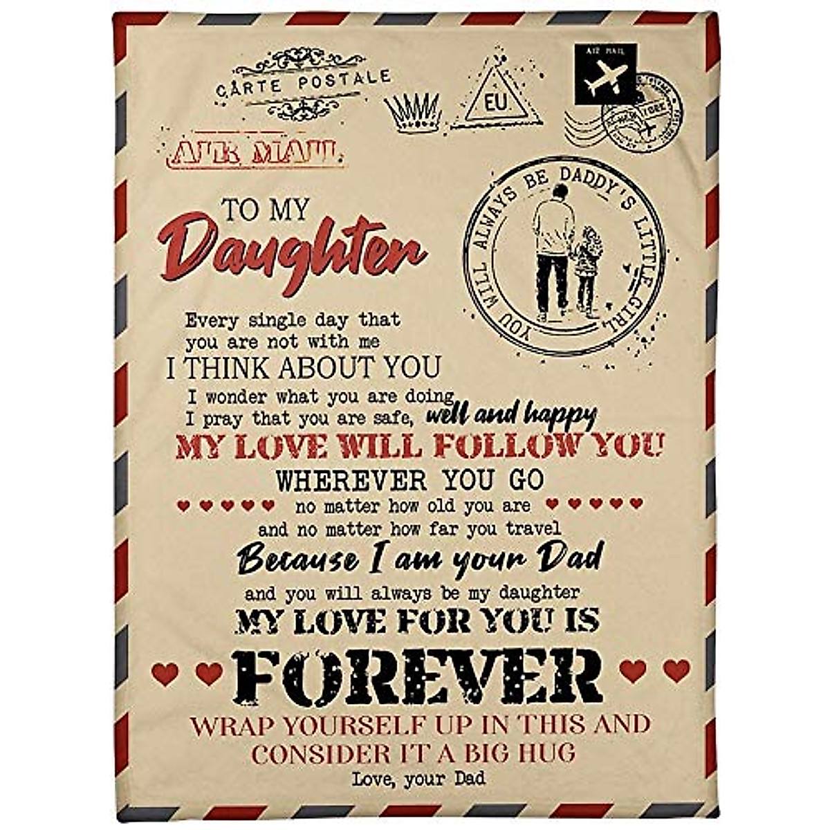 Blanket Customized A Letter to Daughter Love from Dad | Cozy Premium Fleece Blanket Size 50x60 inch Gift Family Awesome On Decor Home
