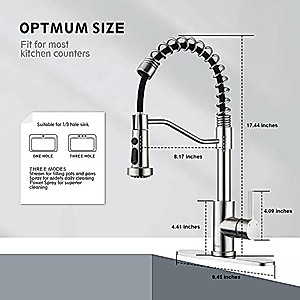 GUUKAR Kitchen Faucet with Pull Down Sprayer Commercial Spring Farmhouse Single Handle Kitchen Sink Faucet with Deck Plate, Brushed Nickel