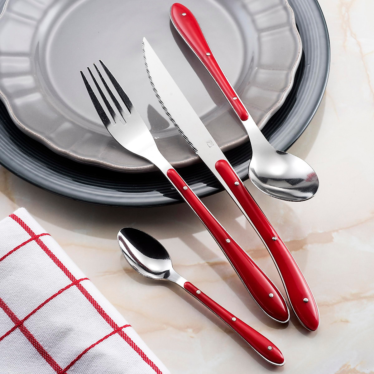 AMEFA Bistro 24pc Flatware Set, Red