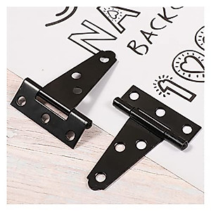 Garden Gate Hinges,Tee Shed Hinge, 2 Piece Hinges 2 Inch T Iron Lightweight Hinges, Wooden Fence Shed Barn Door Black Hinges