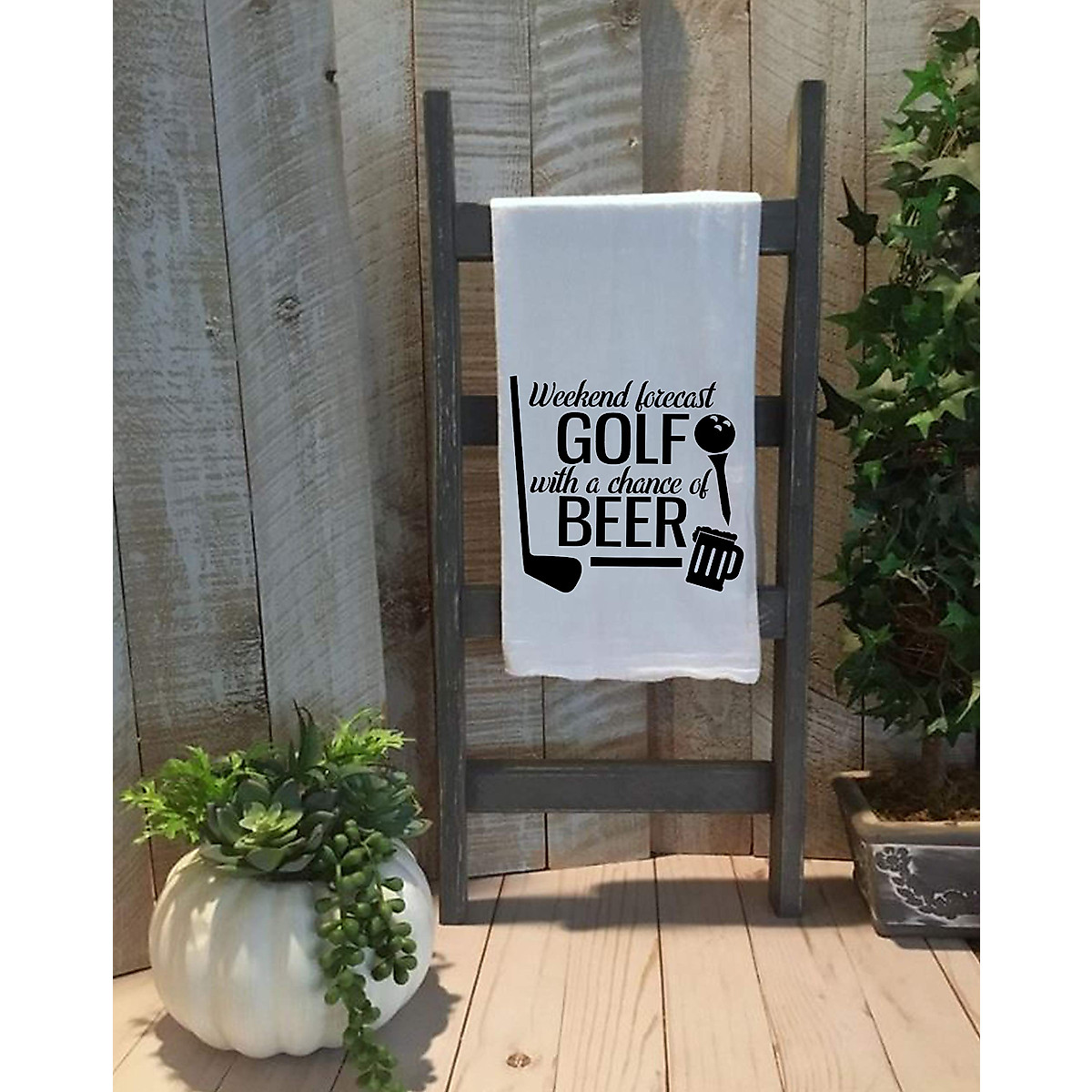 Weekend for cast Golf with a Chance of Beer - Dish Towel Kitchen Tea Towel Funny Saying Humorous Flour Sack Towels Great Housewarming Gift 28 inch by 28 inch, 100% Cotton, Multi-Purpose Towel