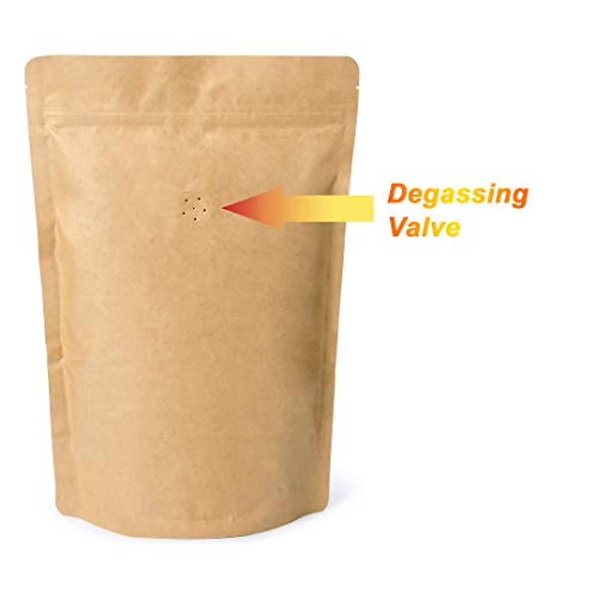 250g 8oz 1/2lb Kraft Paper Stand up Zipper Pouches Coffee Bags Coffee Pouches with Valve (Pack of 50)