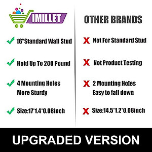 IMILLET Broom and Mop Holder Wall Mounted, Stainless Steel Broom Holder Mop Holder Self Adhesive Heavy Duty Hooks Storage Organizer for Home Laundry Room Garden Garage（3 Racks with 4 Hooks）