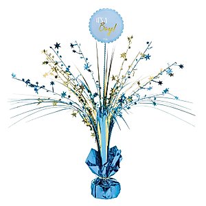 Dazzling Foil Spray Centerpiece, 18" (1 Count) - Elegant Table Decor, Perfect for Baby Shower Celebrations, "It's a Boy", Gold & Blue