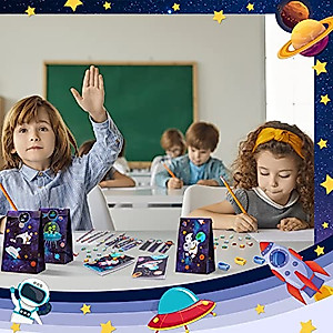 162 Pcs Space Party Favors Kids Included Space Pencils Space Erasers Gift Bag Tattoo Stickers Bookmarks Ruler Notebook Sharpener Outer Space Themed Birthday Gift Party Supplies for Boys Girls Kids