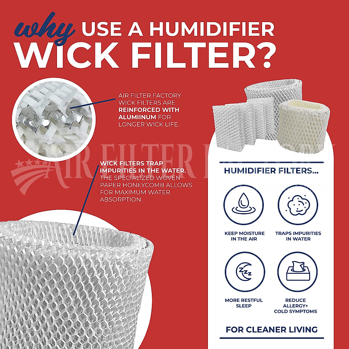 2-Pack Air Filter Factory Replacement For Sunbeam SCM3501, SCM3502, SCM3609, SCM3656, SCM3657 Humidifier Filter