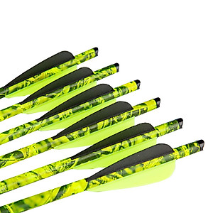 Pinals Archery Camo Crossbow Bolts 22 20 inch Carbon Hunting Arrows Crossbolt 12PCS Yellow 20"