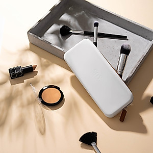 Soy For You Trendy Silicone travel Makeup bag, Storage & Purse Organizer for Brushes & Makeup Tools, Travel Brush Pouch Holder, Easy to Clean Washable Cosmetic Pouch Case (White)