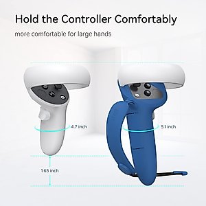 KIWI design Controller Grips Cover with Battery Opening Adjustable with Knuckle Straps, Suitable for Large Hands Compatible with Quest 2 Accessories (Blue)