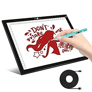 HTVRONT Portable A4 Led Bright Light Pad, Ultra-Thin & Adjustable Luminosity Light Board, USB Powered Black Light Box for Tracing, Weeding Vinyl, Weeding Tool, Diamond Painting, Sketching