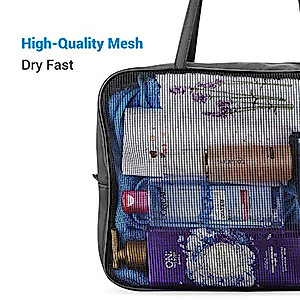 Large Shower Tote Bag Quick Dry Mesh Shower Caddy Shower Basket Beach Caddy Mesh Oxford Hanging Toiletry Bath Organizer for College Dorm Hotel Swimming Gym Camping Travel, Black