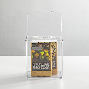 mDesign Plastic Stackable Box Food Storage Container Box with Hinged Lid - for Kitchen, Pantry, Cabinet, Fridge/Freezer - Deep Organizer Box for Snacks, Produce, Pasta - Clear