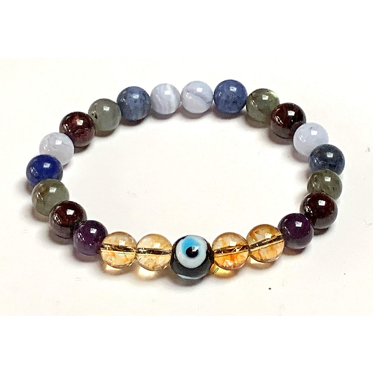 Crystals For Anxiety Stretch Bracelet | Universal Birthstone | Throat & Third Eye Chakra