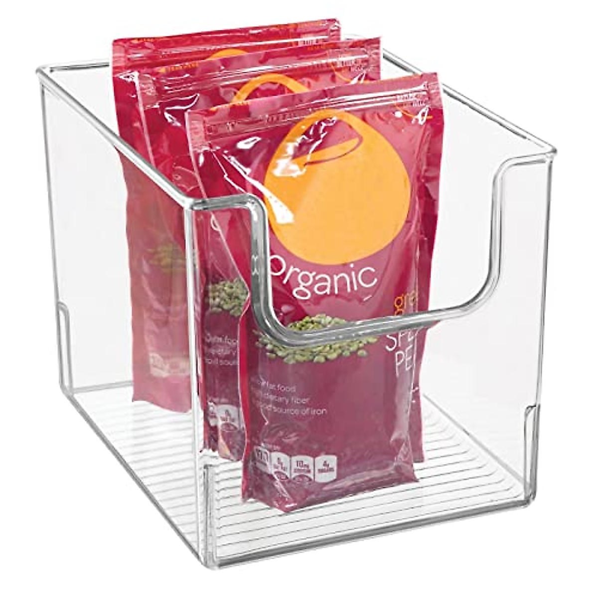 mDesign Modern Plastic Open Front Dip Storage Organizer Bin Basket for Kitchen Organization - Shelf, Cubby, Cabinet, Cupboard, and Pantry Organizing Decor - Ligne Collection - Clear