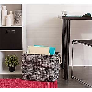 DII Woven Paper Storage Bin, Tweed, Black, Large
