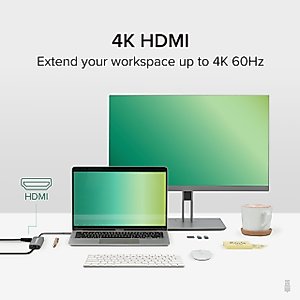 Plugable 7-in-1 USB C Hub Multiport Adapter with Ethernet Driverless Compatibility with Mac, Windows, iPhone 15, Chromebook, USB4, Thunderbolt, 100W Charging, Ethernet, 4K60Hz HDMI, 2X USB, SD/microSD