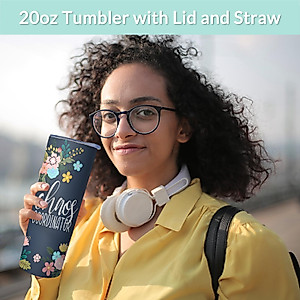 owbgsdh 20 oz Chaos Coordinator Skinny Tumblers with Lid and Straw, Stainless Steel Vacuum Insulated Travel Coffee Mug Cup Water Bottle, Thank You Gifts for Teacher, Women, Mom, Coworker