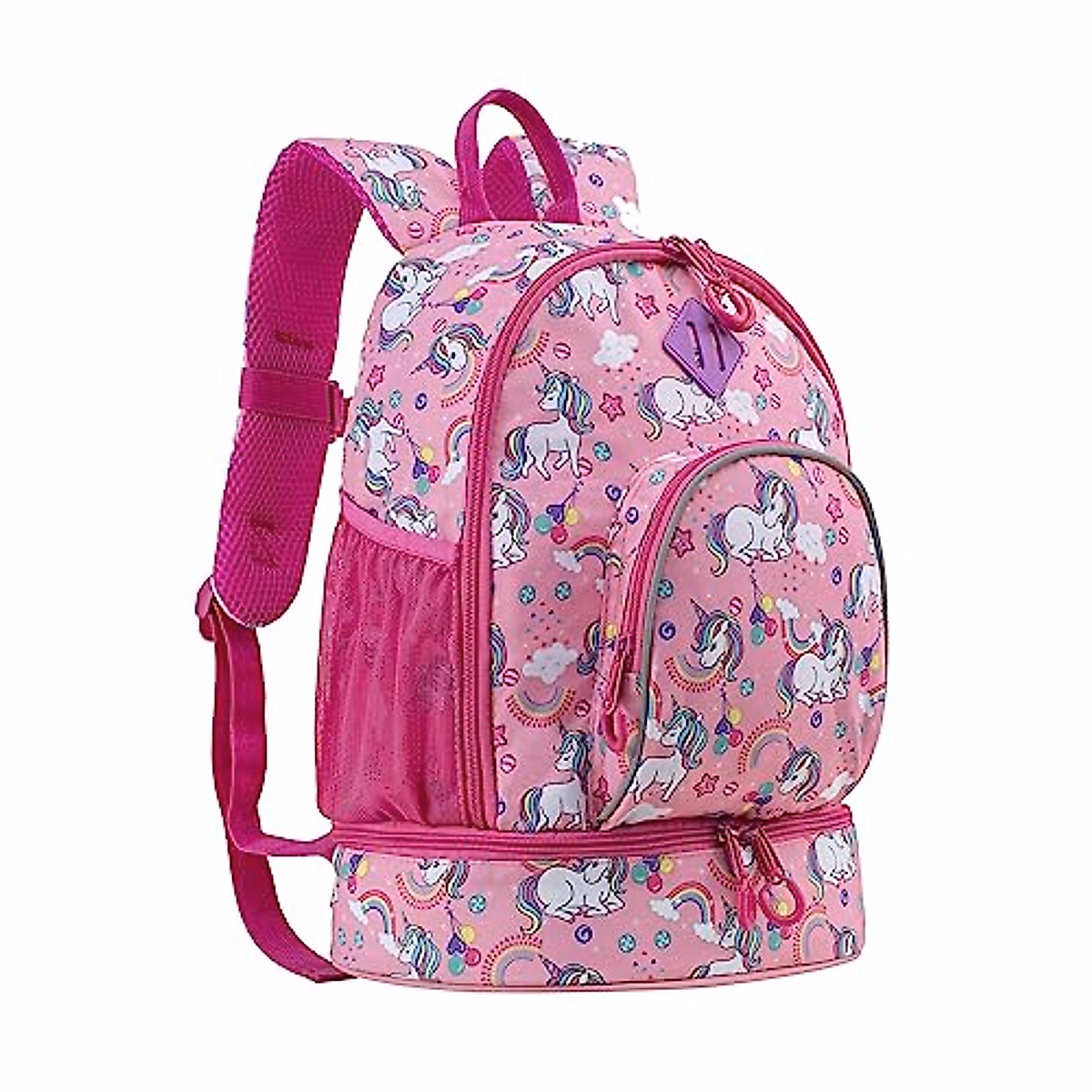 HAPPYSUNNY Toddler Backpack and Lunch Box Set for Girls 2-in-1 Kids Unicorn Backpack and Insulated Lunch Bag Compartment
