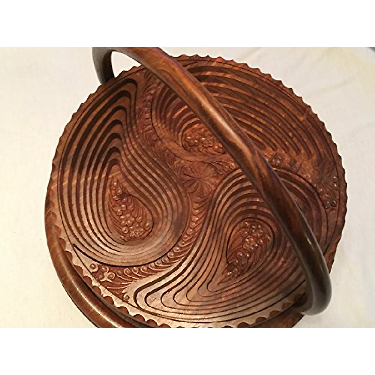 Unique Thanksgiving Day Gift Wooden Collapsible Fruit Basket His/Her Gift Love Elegant Foldable Fruit Basket Leaf Wooden Hand Crafted - Diameter 12"