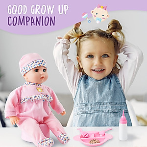 Toy Choi's 16 Inch Interactive Baby Doll Pink - Talking Feeding Dolls with Different Sounds and Accessories, Pretend Play Preschool Toys Gift for Toddlers 2 3 4 5+ Year Old Girls Boys