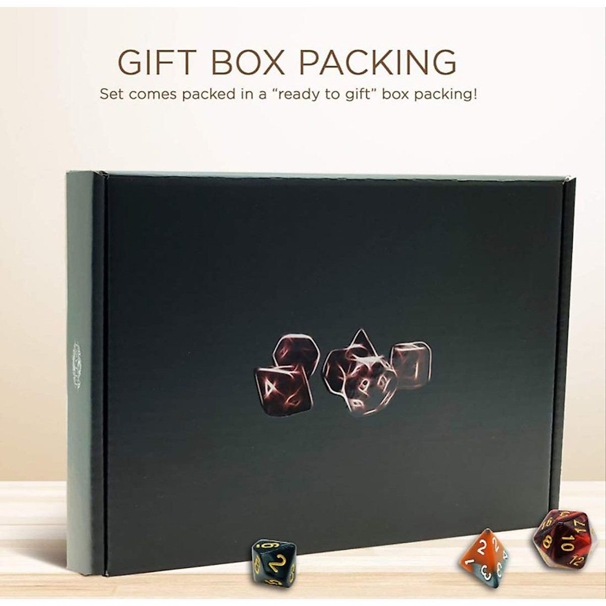 TOYFUL 6 Sets Double-Colors DND Dice Polyhedral Dungeons and Dragons DND RPG MTG Table Game Dice Bulk with Seven Free Drawstring Bags and D&D Dice Tower Gift Package Black
