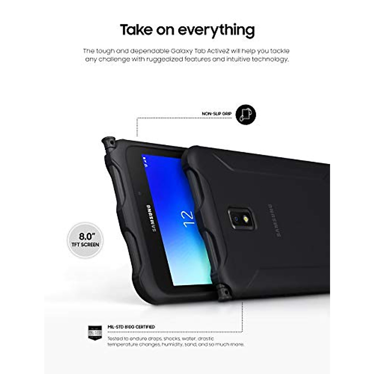 SAMSUNG Galaxy Tab Active2 8" Ruggedized Tablet Wi-Fi 16GB, Black (SM-T390NZKAXAR)