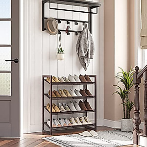 HOOBRO Metal Shoe Rack, 8 Tier Shoe Rack for Closet, Holds 24-32 Pairs of Shoes, 29.5" W x 11.6" D x 63" H, Stackable, for Entryway, Hallway, Living Room Bronze AB82XJP201