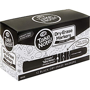 Crayola Take Note Black Dry Erase Markers, Kids At Home Activities, Chisel Tip, Office & School Supplies, 12 Count