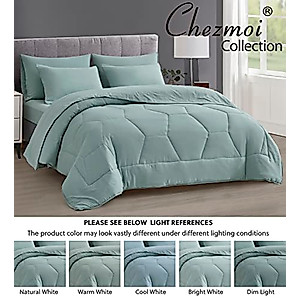 Chezmoi Collection Piper Twin Bed in a Bag 5-Pieces Honeycomb Geometric Hexagon Quilted Soft Washed Double Brushed Microfiber Comforter with Sheets Lightweight All Season Bedding Set (Twin, Aqua)