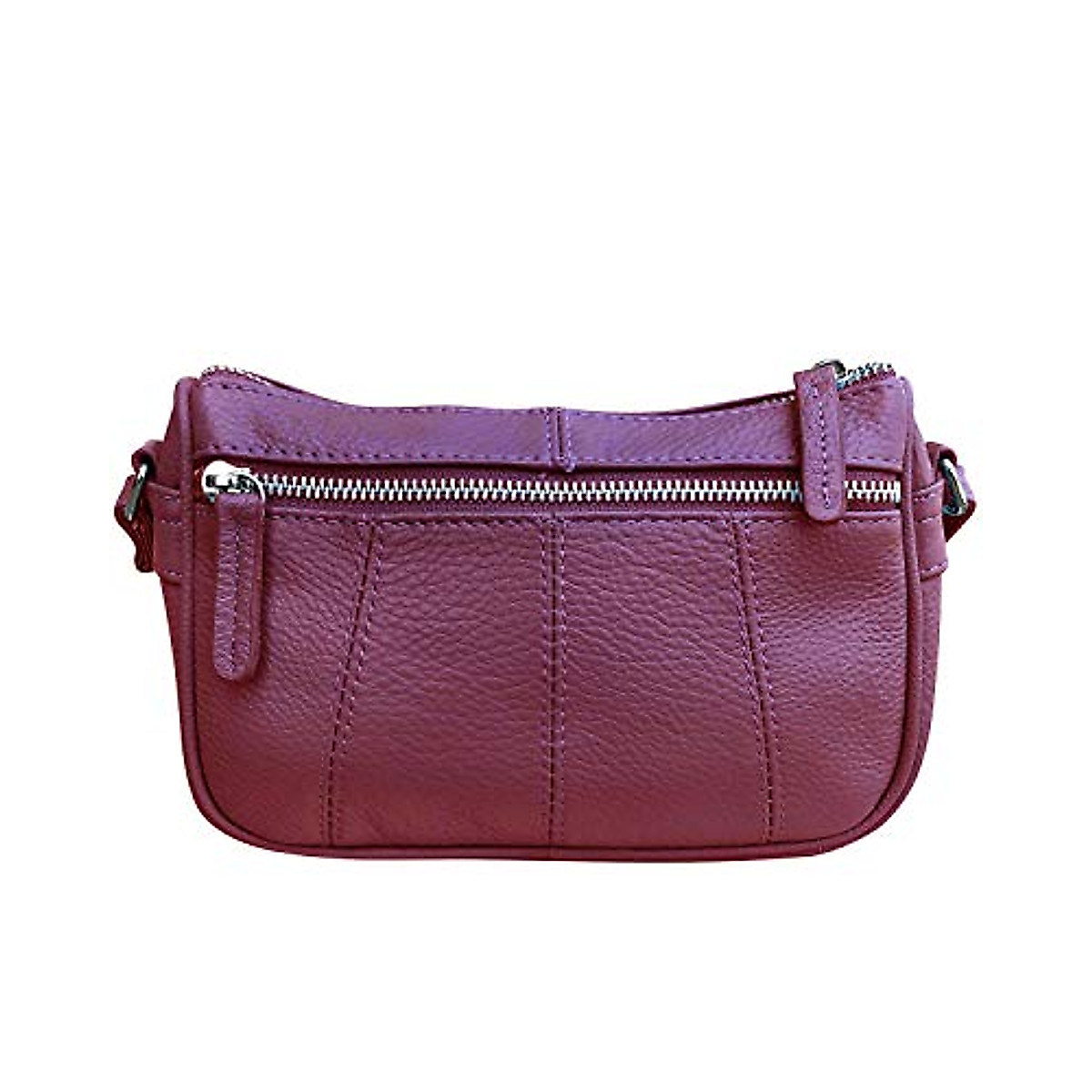 Roma Leathers Tassel Compact Body Purse - Cowhide Leather, Metal Zipper Teeth - Wine