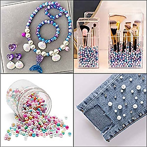 1200 Pieces Gradient Pearl Beads for Jewelry Making Faux ABS Pearls Beads for Craft DIY 6mm Loose Round Spacer Beads with Hole Multicolored Smooth Beads for Bracelets Earrings Necklaces (15 Colors)
