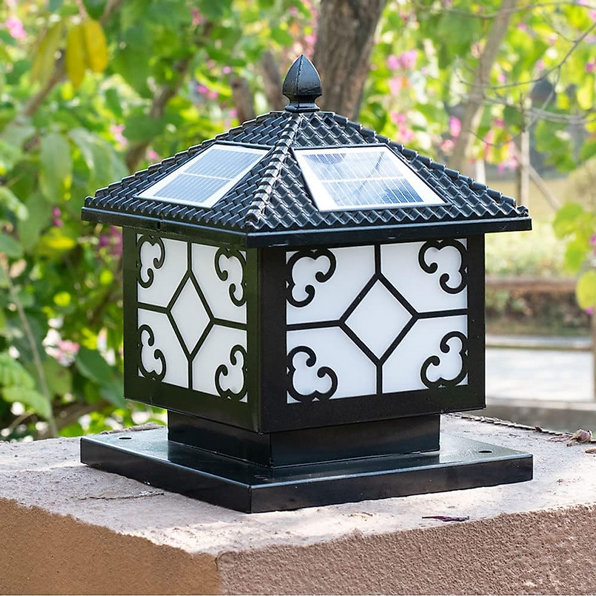 MODEBHD Traditional Gate Wall Outdoor Post Light, Decoration Garden Solar Light, Creative Landscape Column Head Lamp, Personality Patio Pillar Lamp, Waterproof Household Pillar Lantern