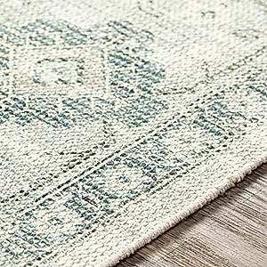 Penkridge Traditional Persian Hallway, Entryway, Bedroom, Kitchen Cotton Runner Rug - Vintage Handmade Luxury Collection with Tassel - Boho, Bohemian Oriental Style - Green, Sage, Beige 2'6" x 8'